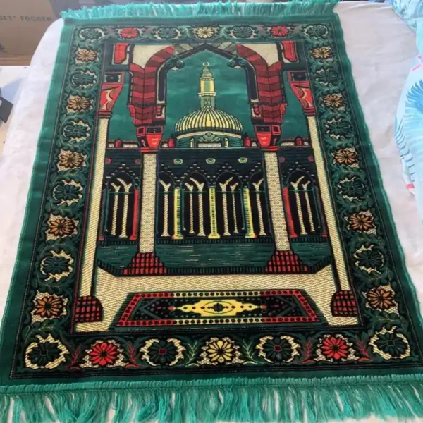 Green Mosque Design Prayer Mat | Soft & Comfortable